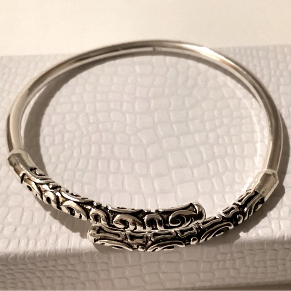 Jewelry | Vintage Embossed Solid Sterling Silver Adjustable Bangle ...